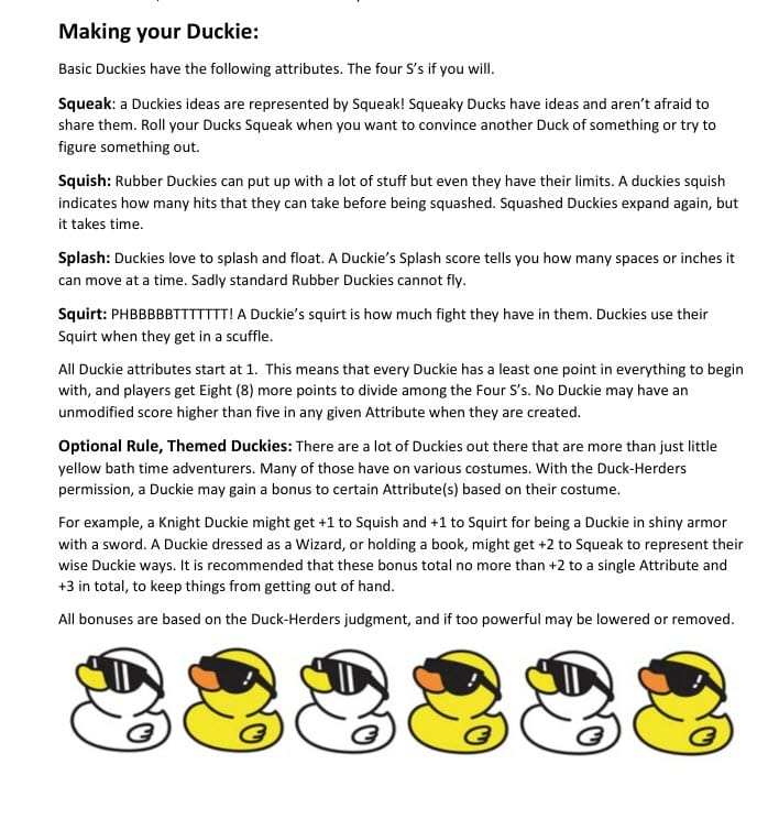 Rubber Duckies is a TTRPG of, yeah, rubber ducks