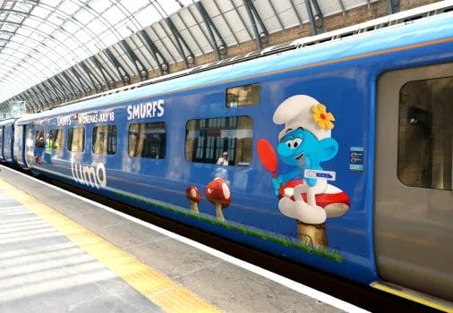 All Aboard the Smurf-Express: Paramount movie promotion hits the UK rails
