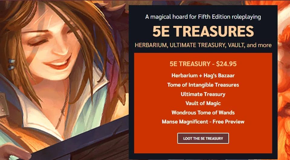Supercharge your loot table with the 5E Treasures bundle