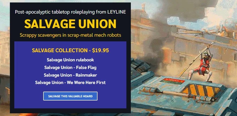 Pilot scrap-built mechs in the Salvage Union TTRPG bundle